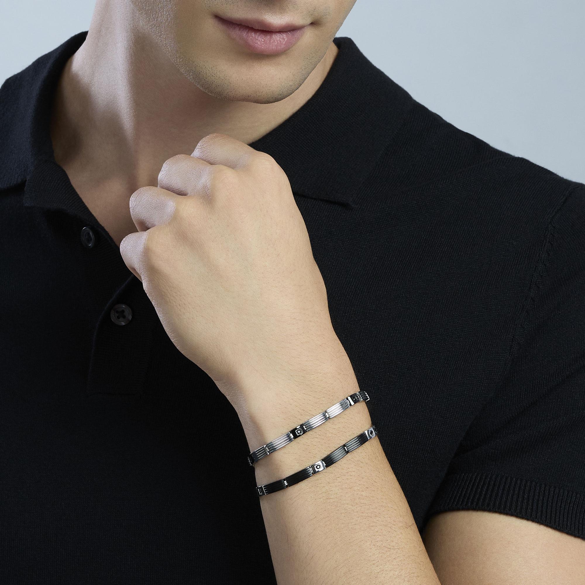Steel bracelet with black elements | Kidult Man